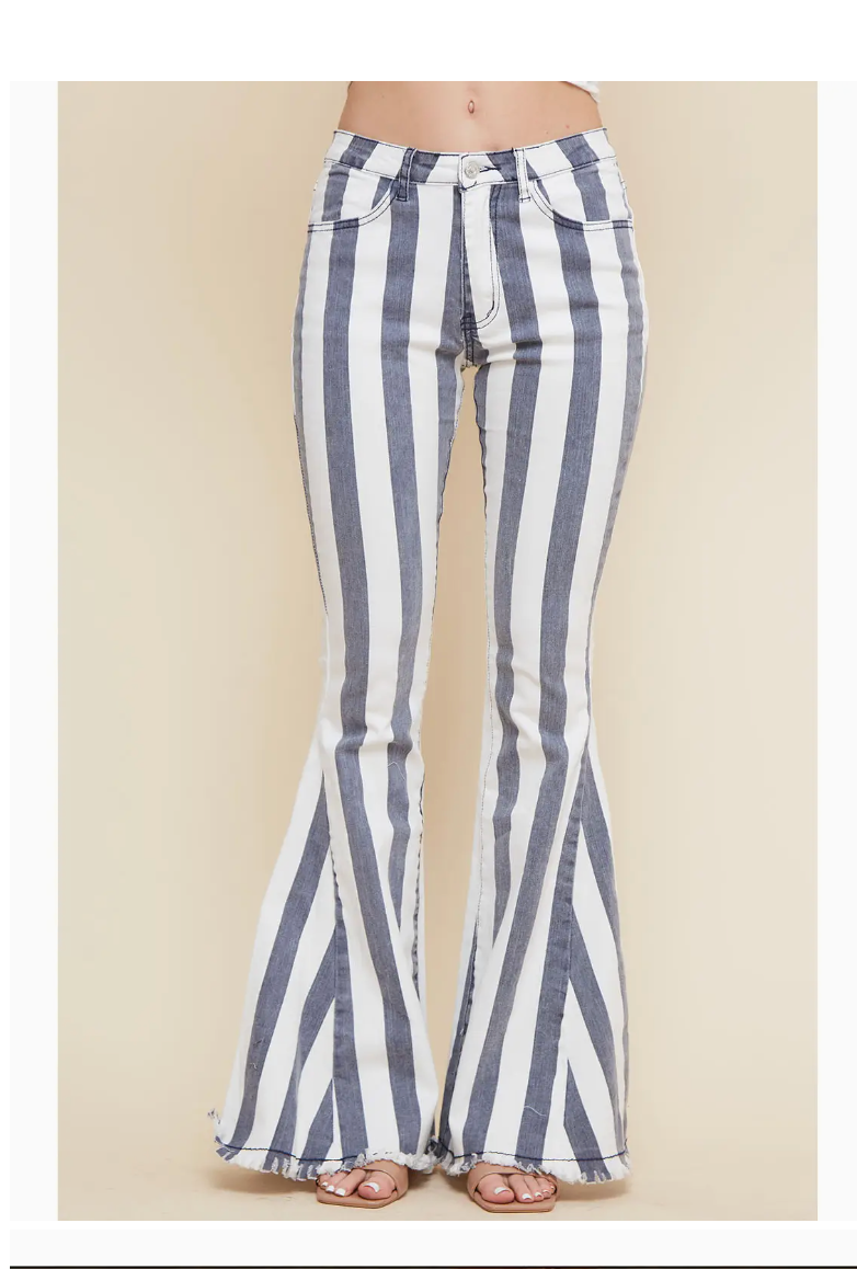 Ivory & Slate Blue Denim Flares | The Shed On Third