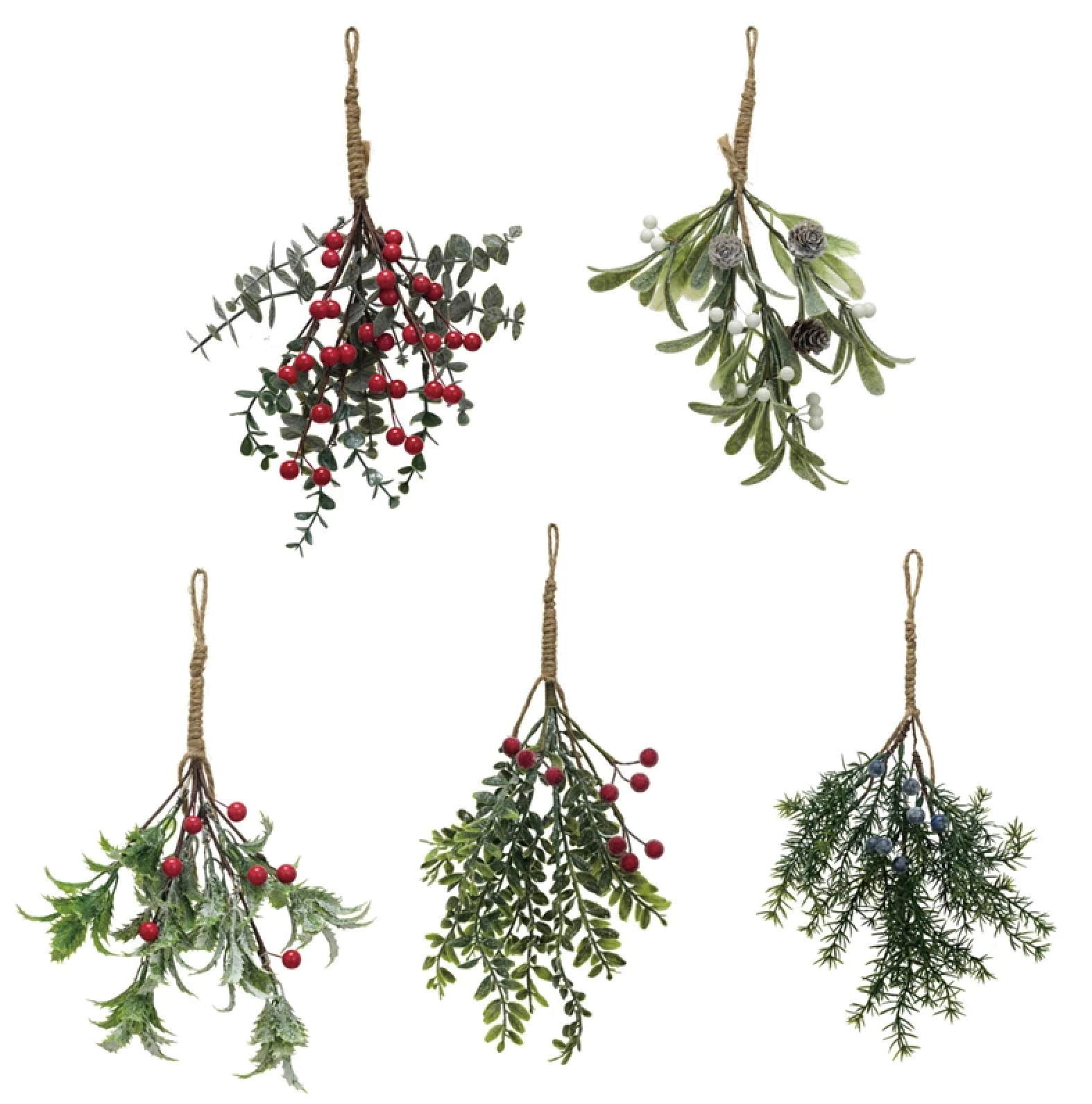 Hanging Faux Evergreen Berry Bunch Snow Ice Finish 5 Styles The hanging-faux-evergreen-berry-bunch-snow-ice-finish-5-styles-the